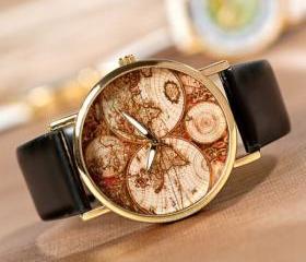 Vintage Style Continent Map Watch on Luulla
