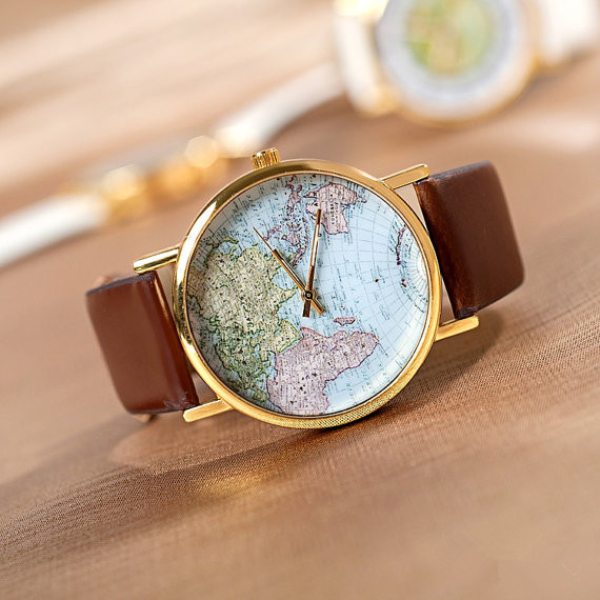 Vintage Style World Map Watch on Luulla